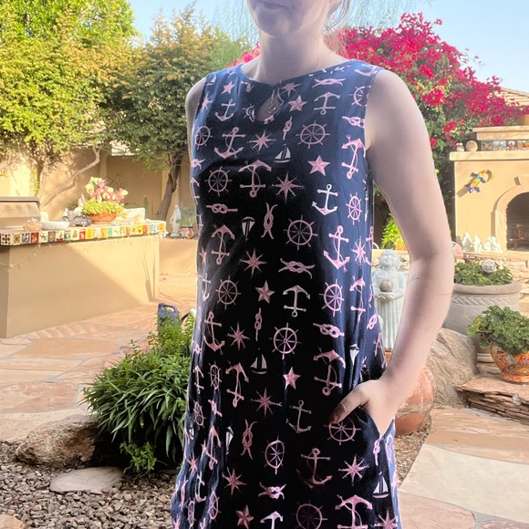 Quacker Factory | Dresses | Quaker Favorite Pink And Blue Anchor Dress ...